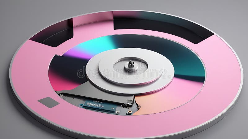 Round Device with Circuit Board and Iridescent Disc Stock Illustration ...