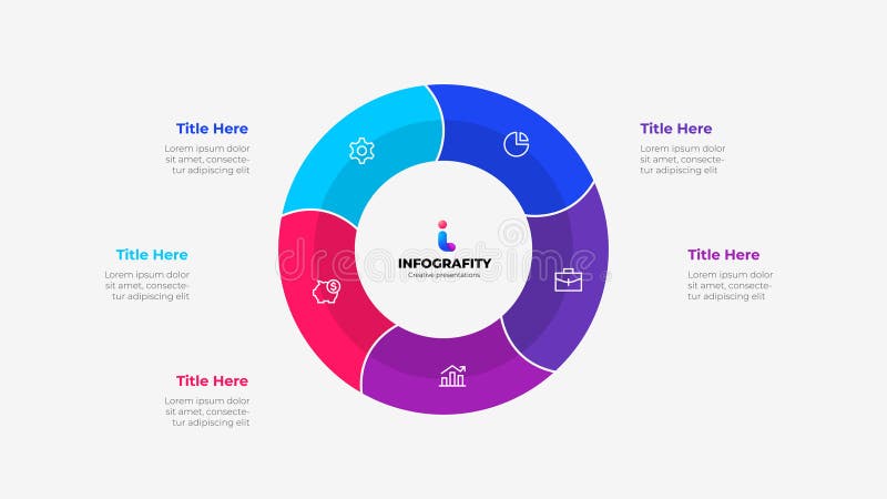 Round Diagram Divided into 5 Segments. Concept of Five Options of ...