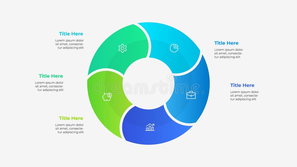 Round Diagram Divided into 5 Segments. Concept of Five Processes of ...