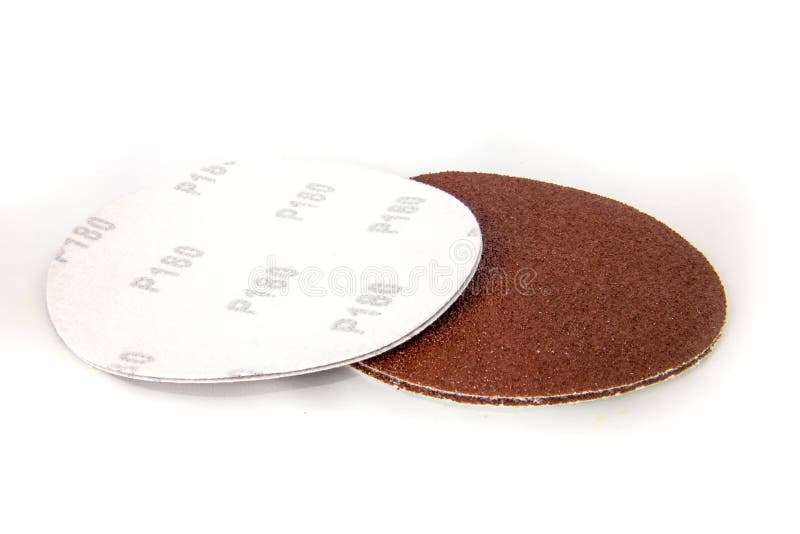 Round Discs of Sandpaper Isolated on White. Stock Photo - Image of ...