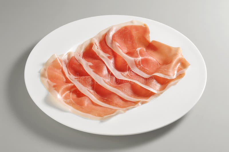 Round Dish with Portion of Raw Ham Stock Image - Image of traditional ...