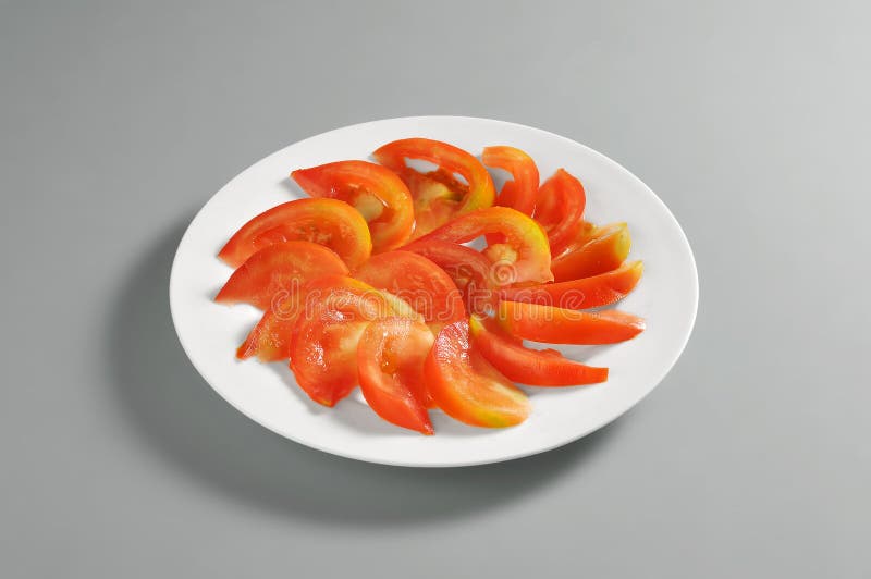 Round Dish with a Portion of Sliced Tomato Stock Image - Image of food ...