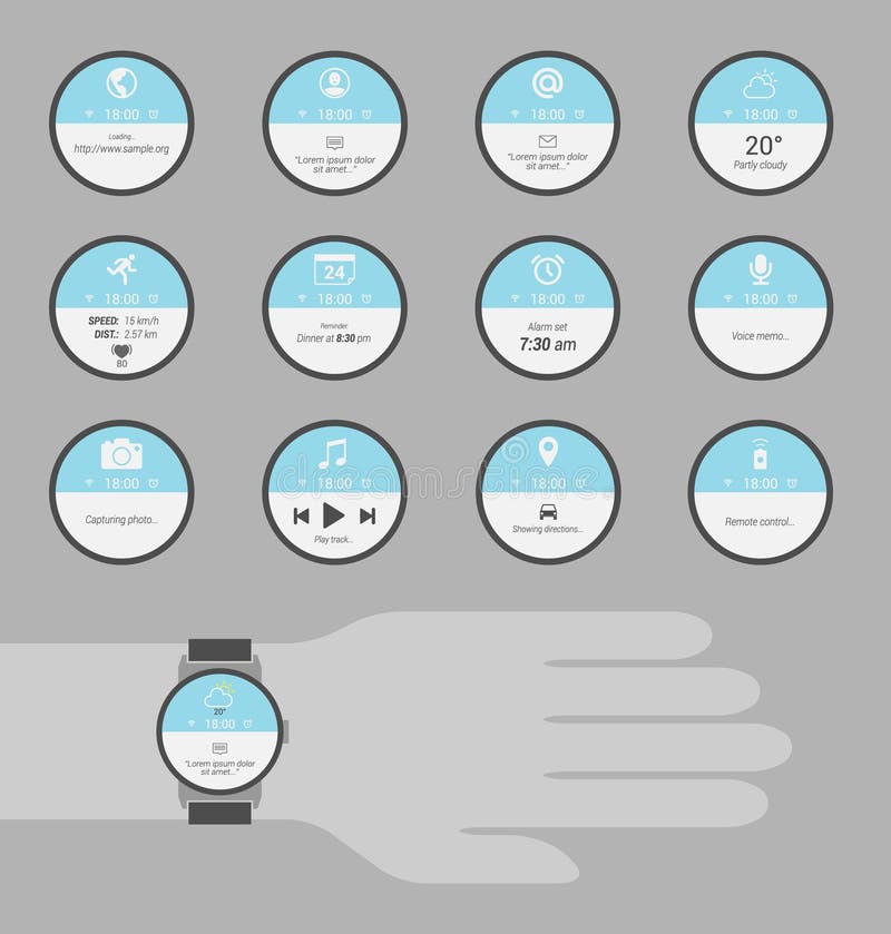 Round Display Examples for Smart Watches Stock Vector - Illustration of ...