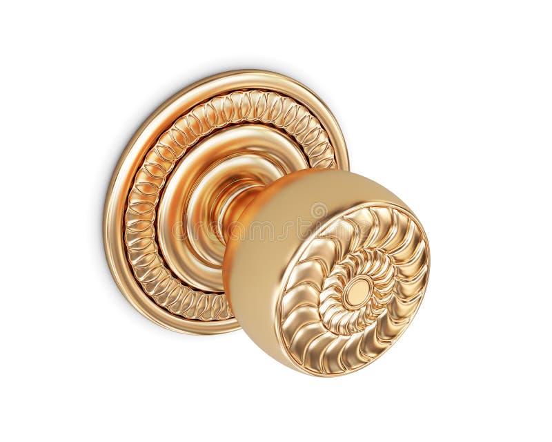 Round Door Handle Isolated on White Background. 3d Rendering Stock ...