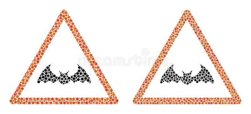 Round Dot Bat Warning Icon Collage Stock Vector - Illustration of error ...