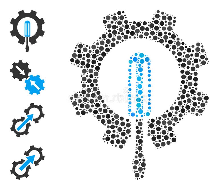 Dotted Engineering Collage of Circles with Bonus Icons Stock Vector ...