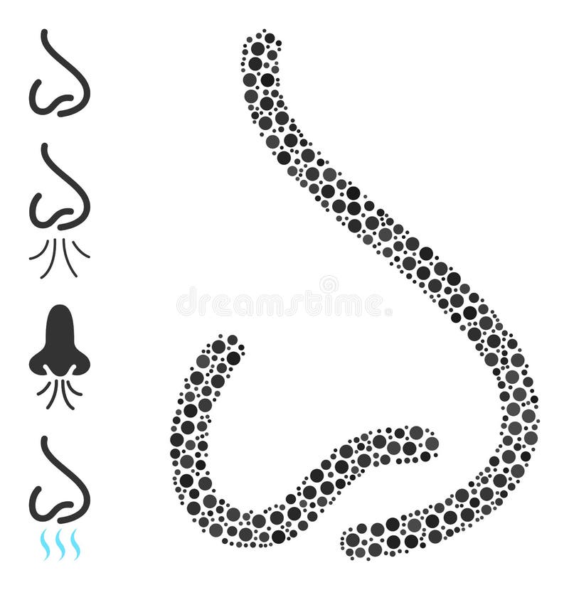 Dotted Human Nose Collage of Round Dots with Other Icons Stock Vector ...