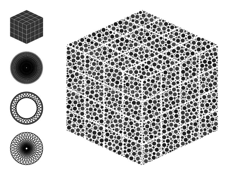 Dotted Isometric Cube Composition of Round Dots and Similar Icons Stock ...