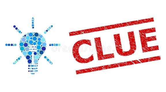 Scratched Clue Stamp Imitation and Light Bulb Collage of Rounded Dots ...