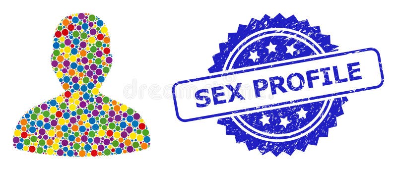 Grunge Sex Profile Stamp And Dot Color User Mosaic Stock Vector