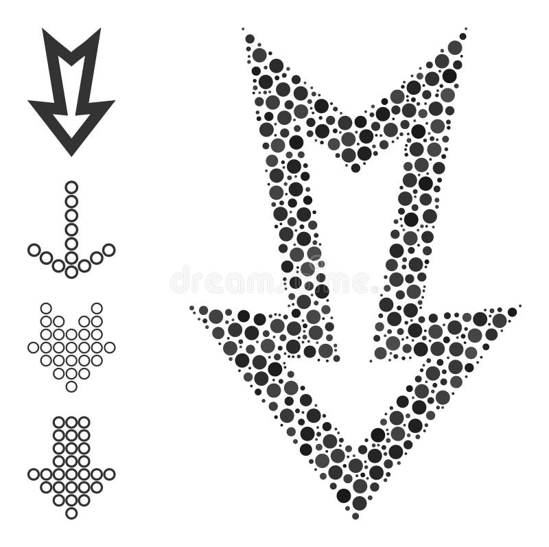 Dotted Arrow Down Collage of Circles and Other Icons Stock Vector ...