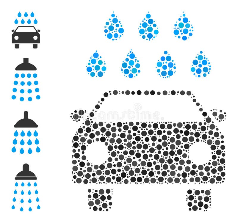 Dotted Car Shower Mosaic of Round Dots with Other Icons Stock ...