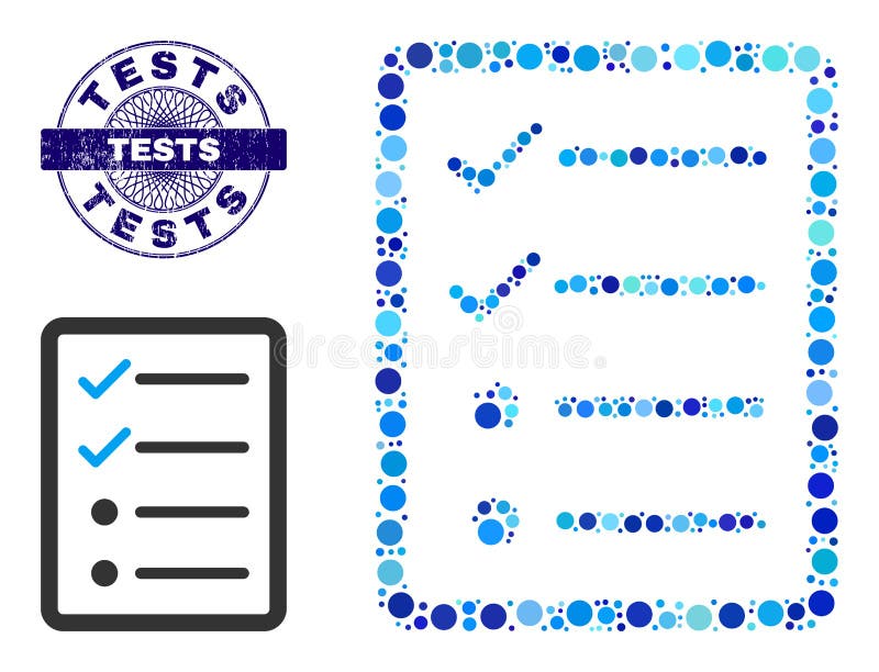 Scratched TESTS Round Guilloche Seal and Checklist Page Composition ...