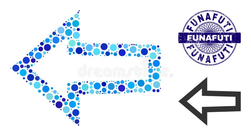 Grunge FUNAFUTI Round Guilloche Seal Stamp and Arrow Left Composition ...