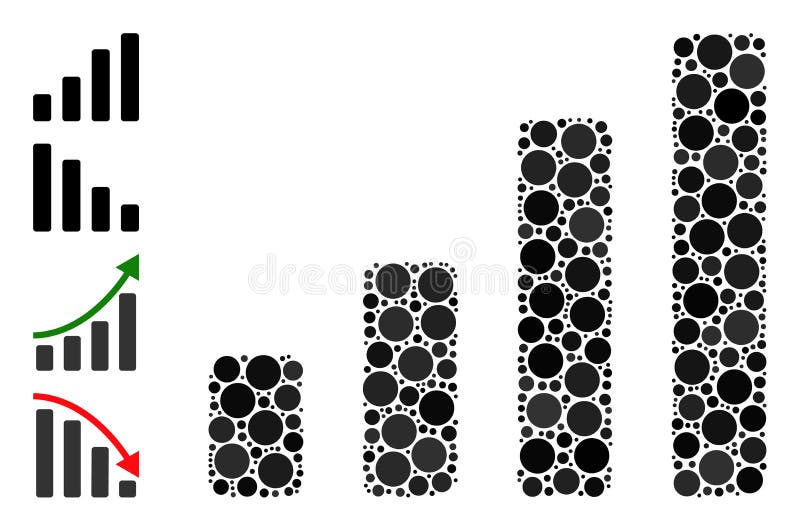 Dotted Bar Chart Composition of Circles with Similar Icons Stock Vector ...