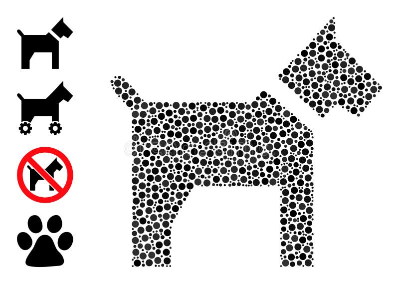 Dotted Dog Collage of Round Dots with Bonus Icons Stock Vector ...