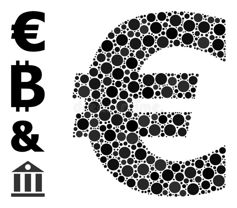 Dotted Euro Symbol Mosaic of Circles and Other Icons Stock Illustration ...