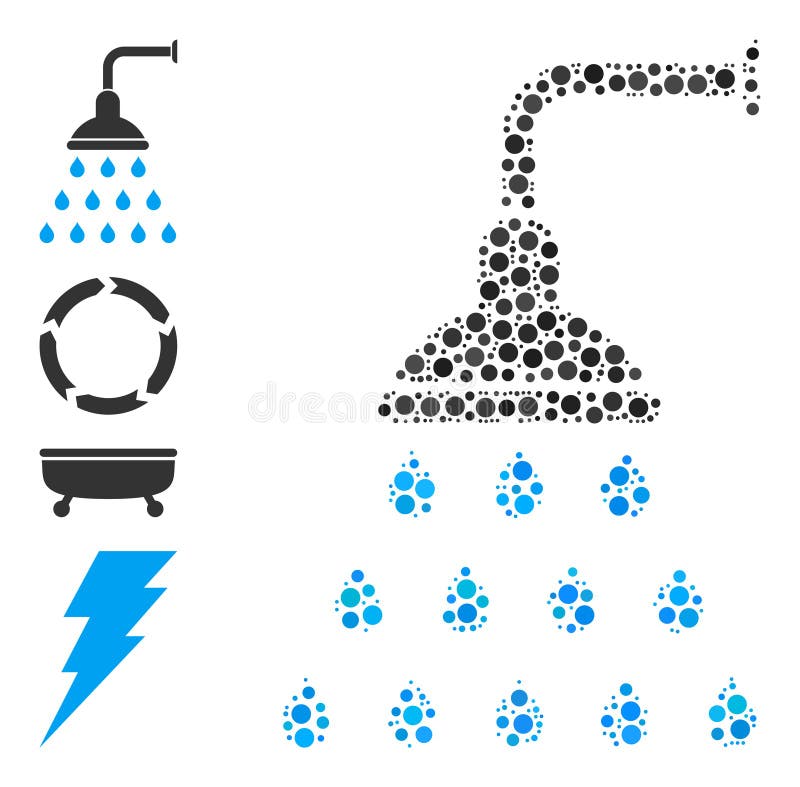 Dotted Shower Composition of Round Dots with Similar Icons Stock Vector ...