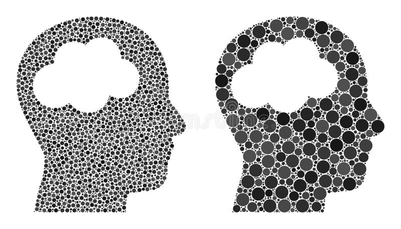Round Dot Head Brain Icon Collage Stock Vector - Illustration of dotted ...