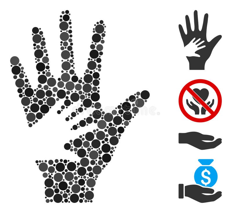 Round Dot Help Hand Icon Collage Stock Illustration - Illustration of ...