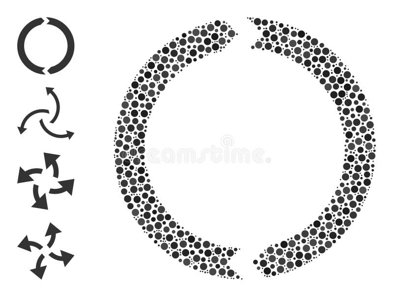 Dotted Rotation Mosaic of Round Dots with Bonus Icons Stock Vector ...