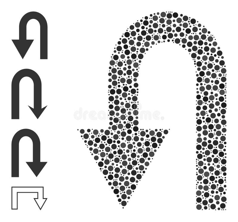 Dotted Turn Back Collage of Rounded Dots with Similar Icons Stock ...