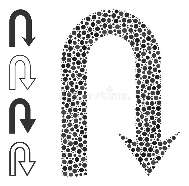 Dotted Turn Back Mosaic of Round Dots with Other Icons Stock Vector ...