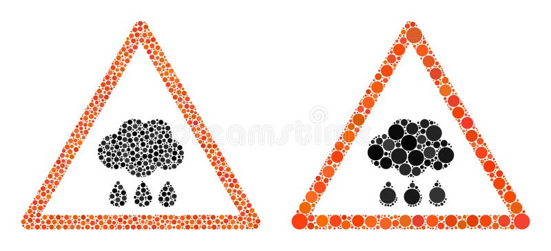 Round Dot Rain Warning Icon Collage Stock Vector - Illustration of ...
