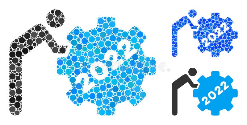 Round Dot 2022 Worker Rolling Gear Icon Mosaic Stock Illustration ...