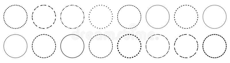Round Dotted Circle Set, Dotted Line Circle Frame, Circle Shapes with ...