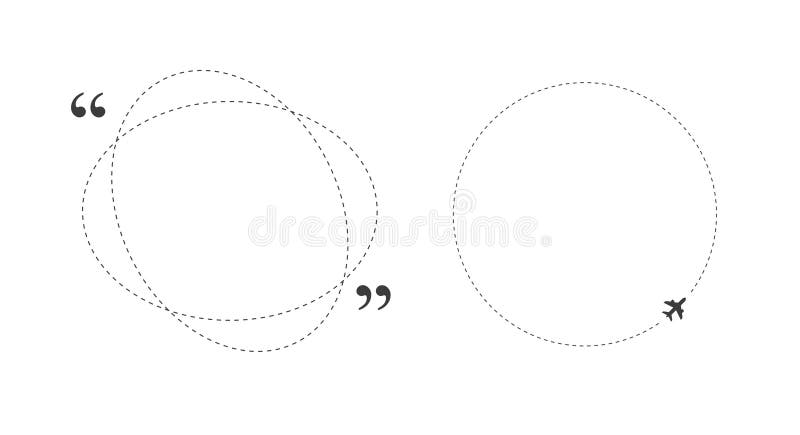 Round Dotted Frames with Quotes and Airplane. Empty Text Boxes ...