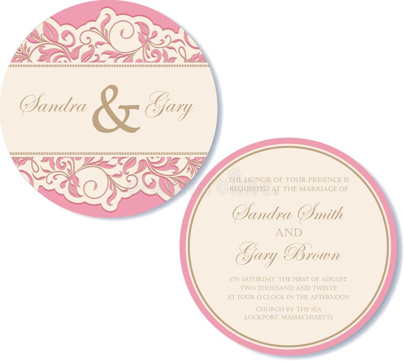 Round Wedding Invitation Card Stock Vector - Illustration of card ...