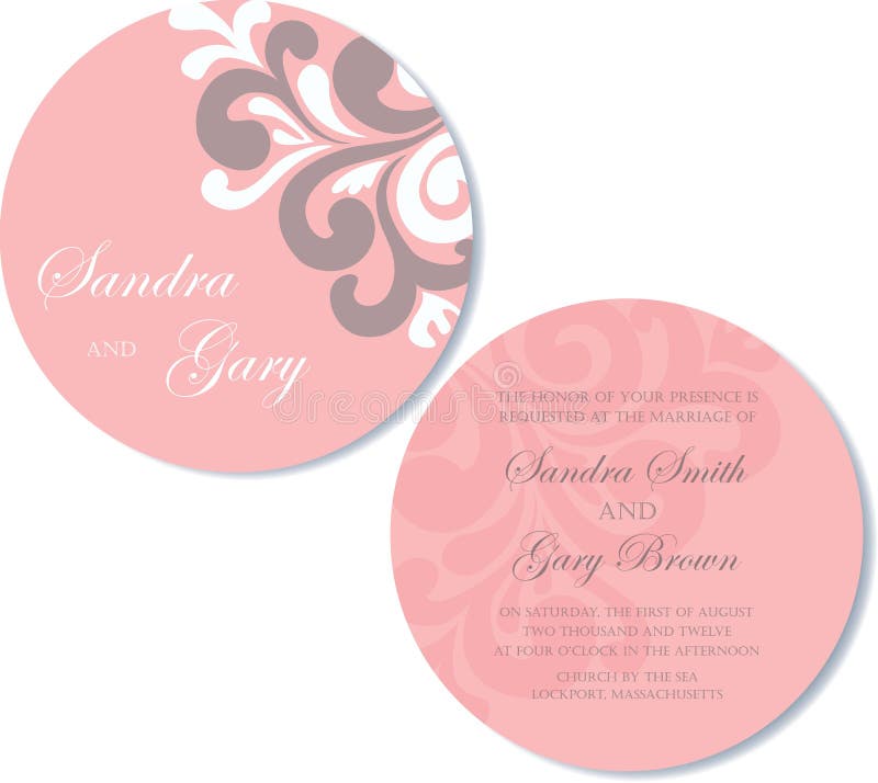 Round, Double-sided Wedding Invitation Stock Vector - Illustration of ...