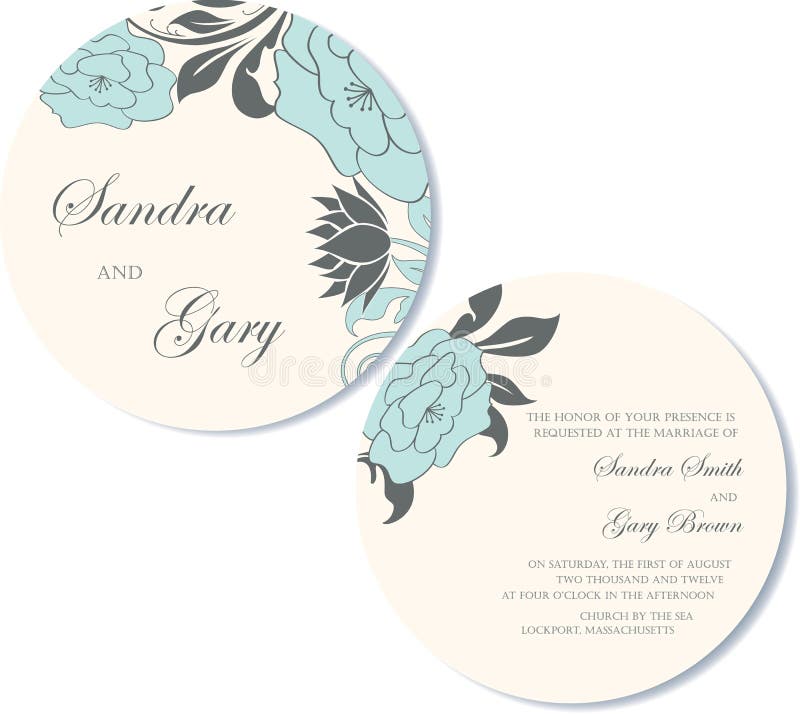 Round, Double-sided Wedding Invitation Stock Vector - Illustration of ...