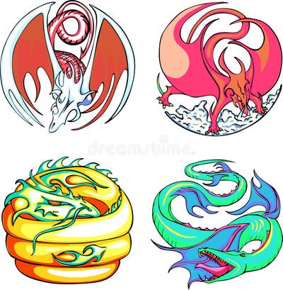Round dragon designs stock vector. Illustration of flame - 26028880