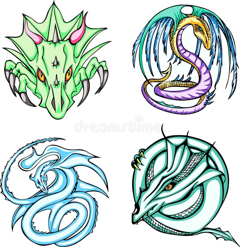 Round dragon designs stock vector. Illustration of round - 26028910