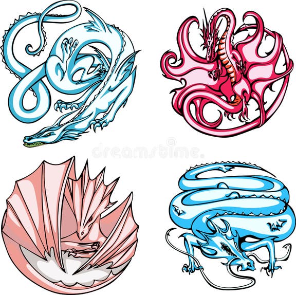 Round dragon designs stock vector. Illustration of myth - 26028940