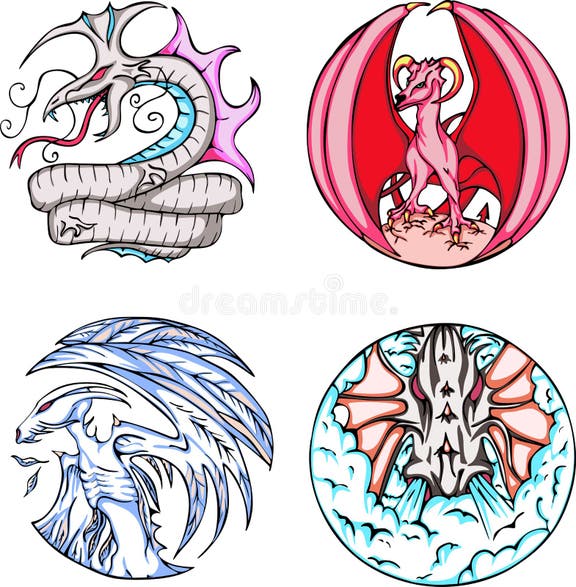 Round dragon designs stock vector. Illustration of embellish - 26028967
