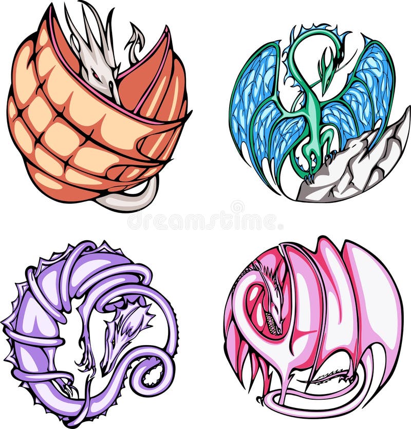 Round dragon designs stock vector. Illustration of fantasy - 28009080