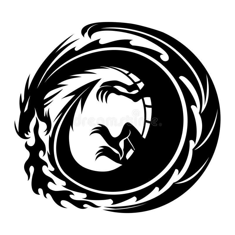 Round dragon sign. stock vector. Illustration of design - 97853967