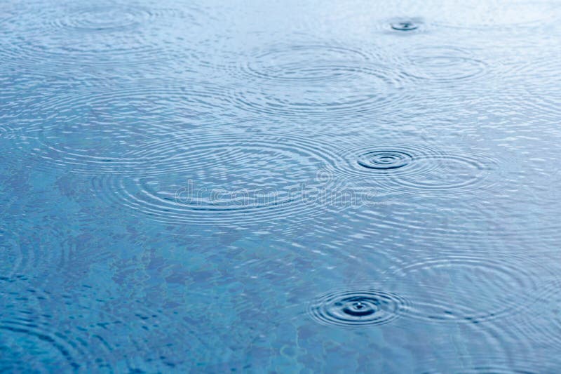 Round Droplets of Water Over Circles on Pool Water. 3 Stock Image ...