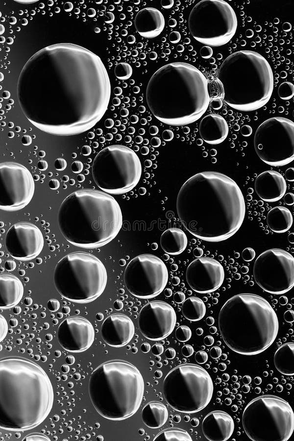 Round Drops of Water with Glare on a Dark Glass Stock Illustration ...