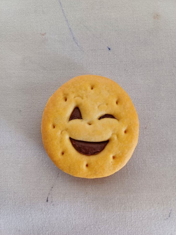 The Round Dry Cookie Has Chocolate in the Middle and the Top Side is in ...