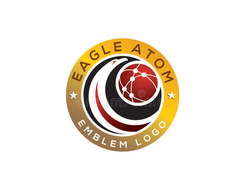 Round Eagle Atom Emblem Logo Stock Vector - Illustration of force ...