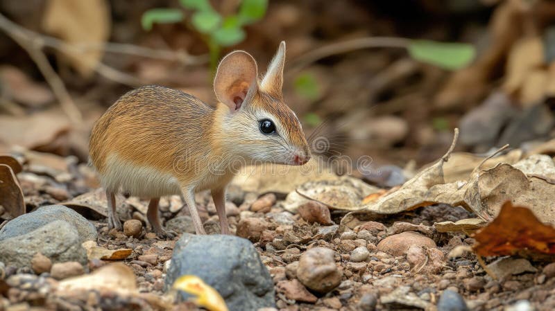 A Round-eared Sengi in Its Natural Habitat Stock Illustration - Illustration of leaves, brownish ...