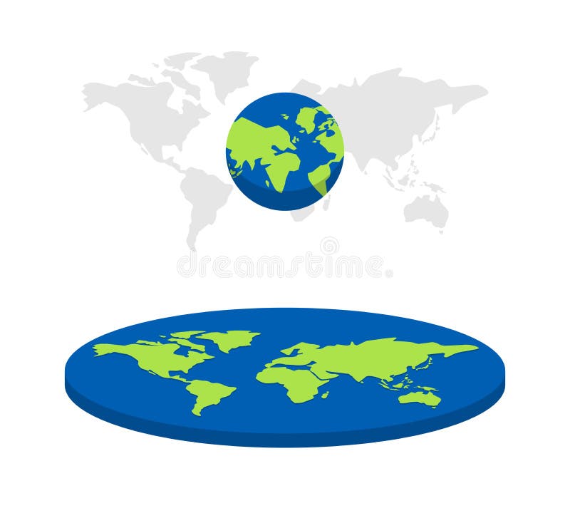 The Round Earth And The Flat Earth Stock Illustration - Illustration of ...