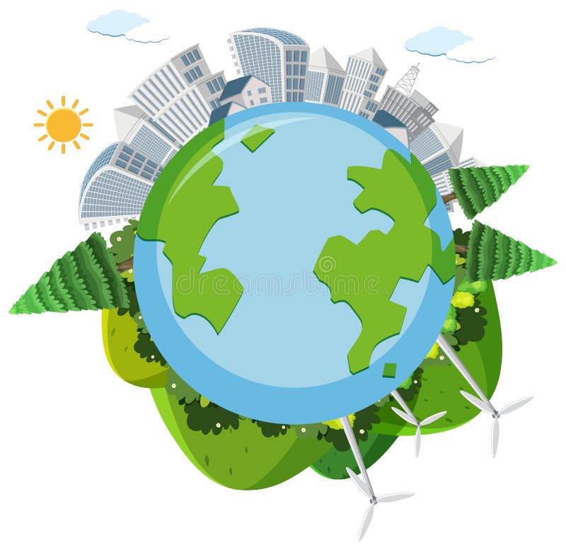 Round earth with 360 view stock vector. Illustration of habitat - 203641175