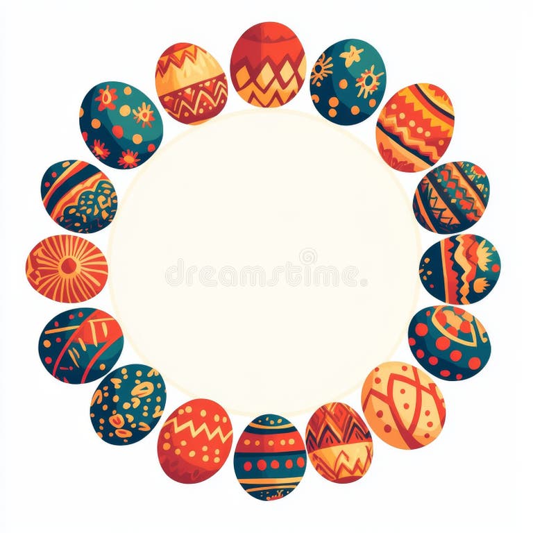A Round Easter Egg Frame Design, Featuring a Holiday Egg Hunt Border in ...