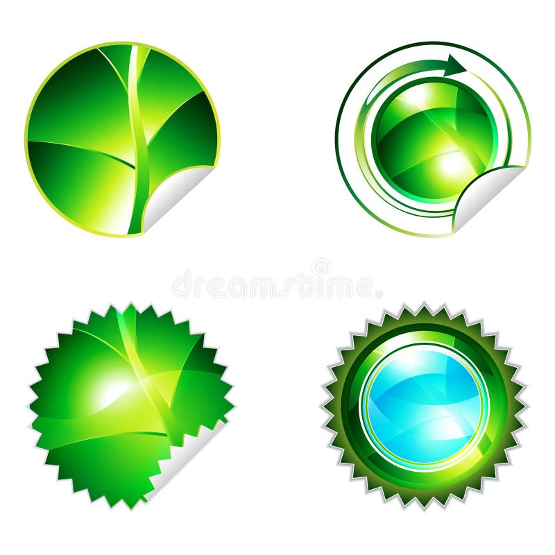 Round Eco Shiny Sticker Set Stock Vector - Illustration of environment ...