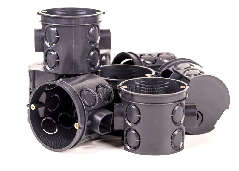 Round Electric Box, Dark Color on a White Background. Electrical ...